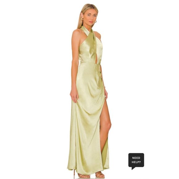 Elliatt | Dresses | Elliatt Begonia Maxi Dress Avocado Green Satin ...